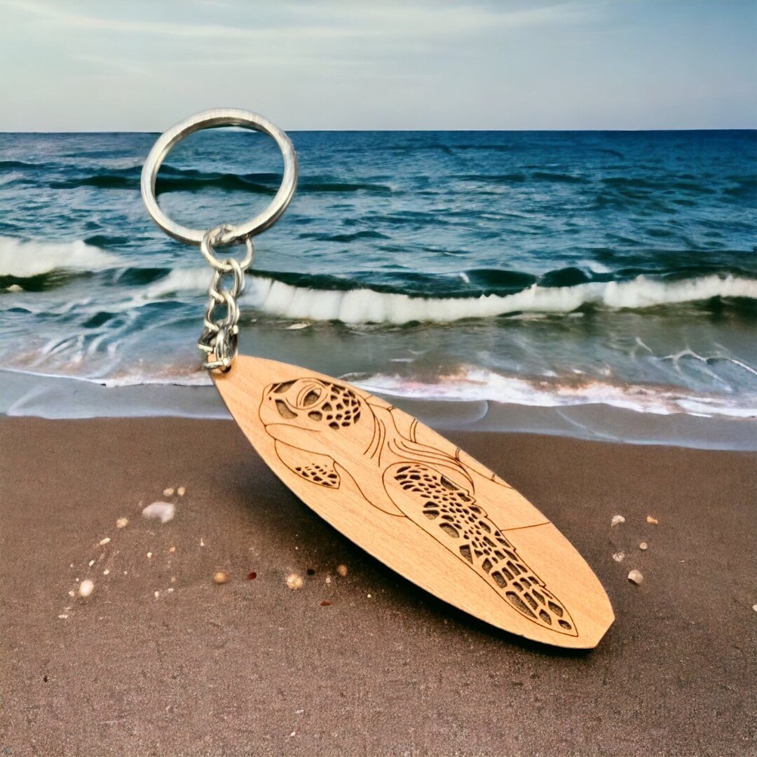 Wooden Surfboard Keychain, Cherry Wood, Hawaii Decor, Ocean Gifts ...