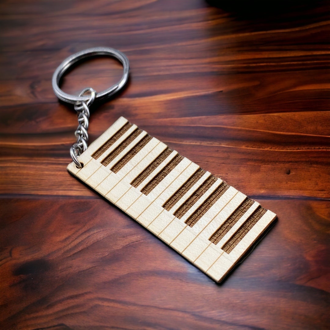 Piano Keyboard Keychain, Maple, Wooden Keychain, Musical Keychain ...