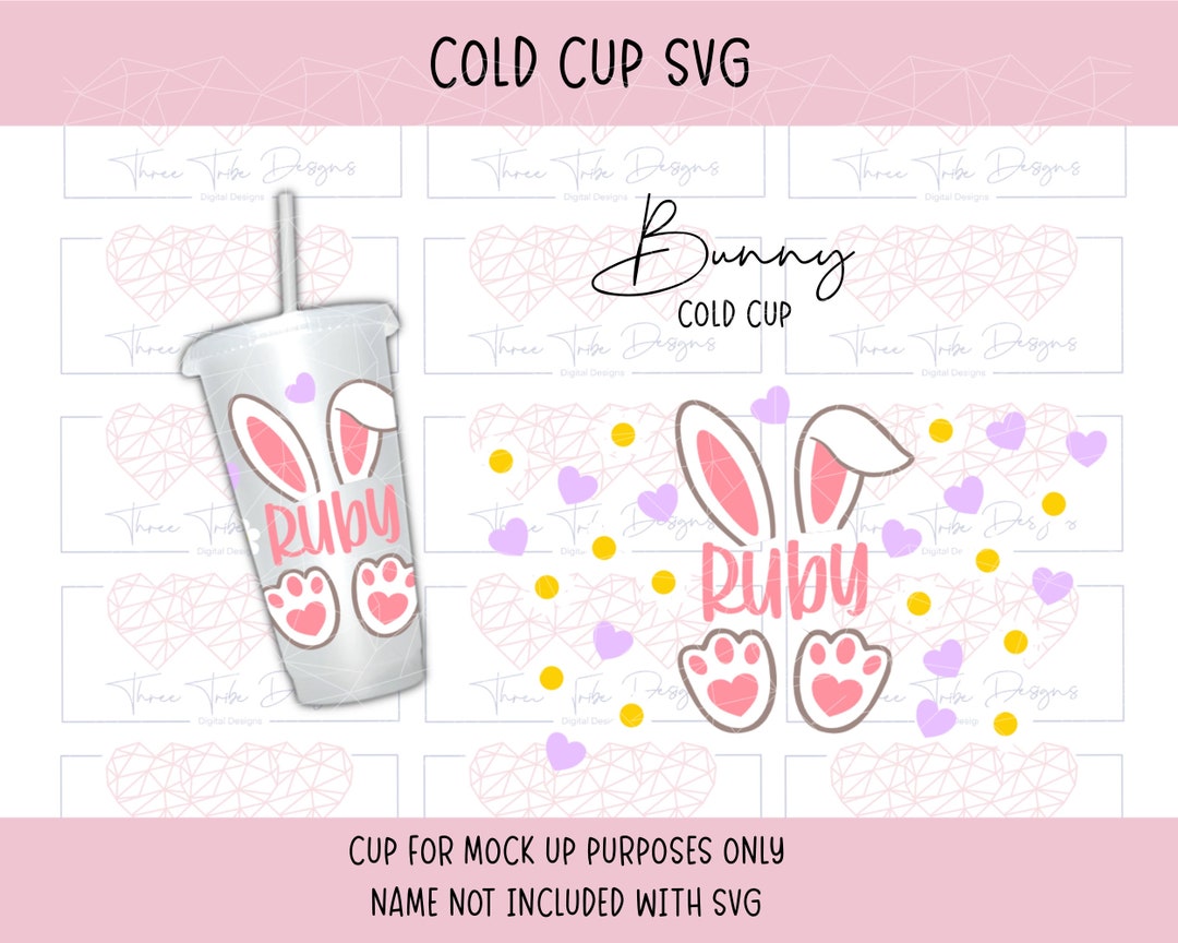 Personalised Easter Cold Cup Wrap Svg , Bunny Png, Coffee Cup Svg ...