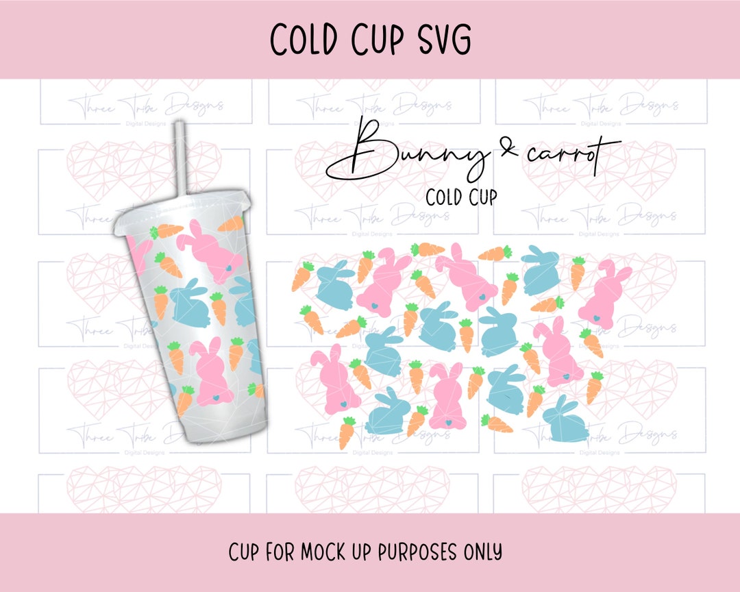 Easter Cold Cup Wrap Svg , Bunny Png, Coffee Cup Svg, Carrot Clipart ...