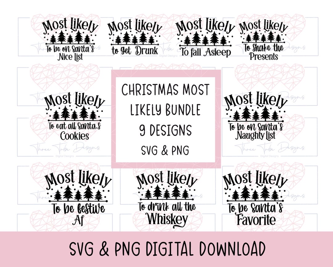 Most Likely to Christmas Shirt Svg Bundle, Christmas Tree Png ...