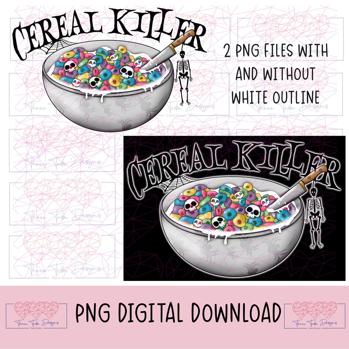 Cereal Killer Pun Png, Halloween Sublimation Design, Skeleton Png ...