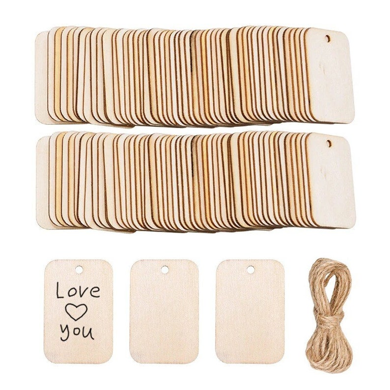 Unfinished Wood Tags Blanks Wooden Hanging Gift Label With - Etsy