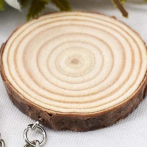 Personalized Round Wood Keychain 20pcs, Paintable Log Slices With Ring ...