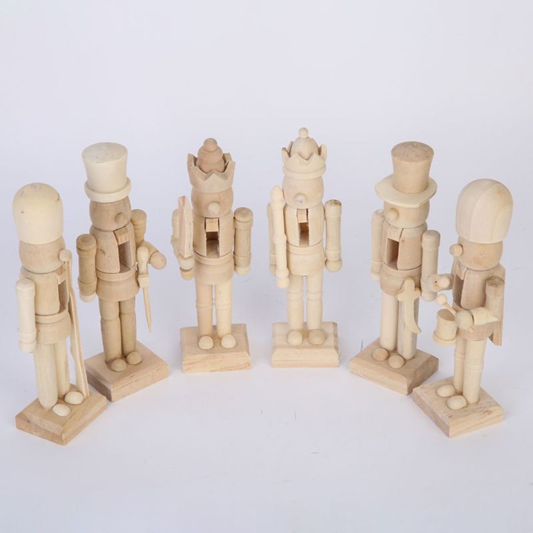 Wooden Nutcracker Soldier Blank, 6 Pcs/set Unfinished Dolls Wood Pieces ...