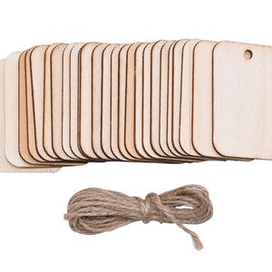 Unfinished Wood Tags Blanks, Wooden Hanging Gift Label With Rope, Laser ...