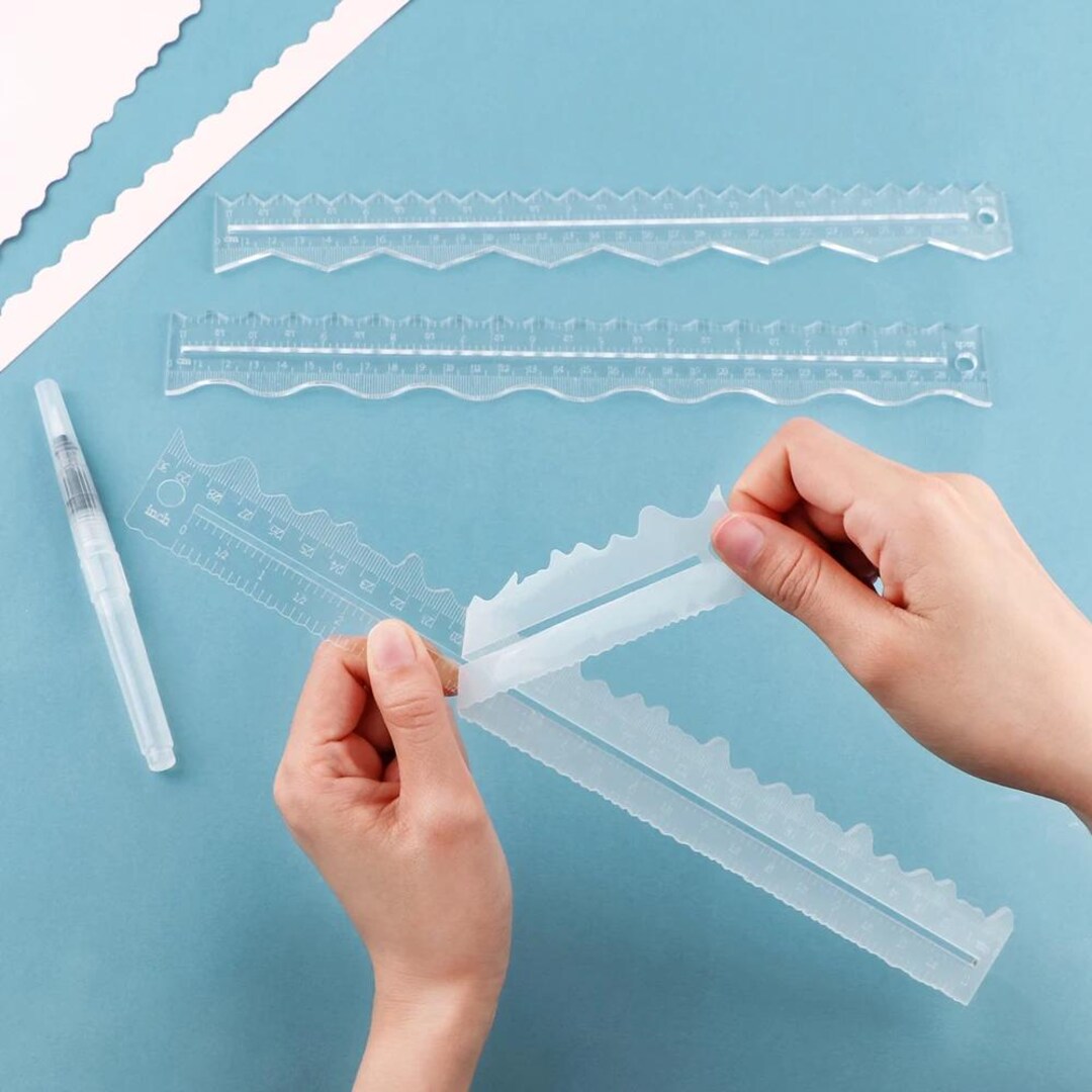Acrylic Paper Tearing Ruler, Water Pen 3-6pcs, Zigzag, Wave Edges ...