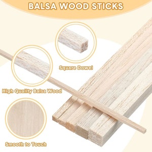 Unpainted Balsa Wood Strips, 130pcs, Unfinished Laser Cut Wood, for DIY ...