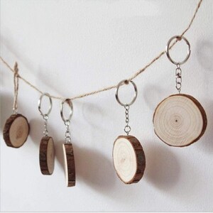 Personalized Round Wood Keychain 20pcs, Paintable Log Slices With Ring ...