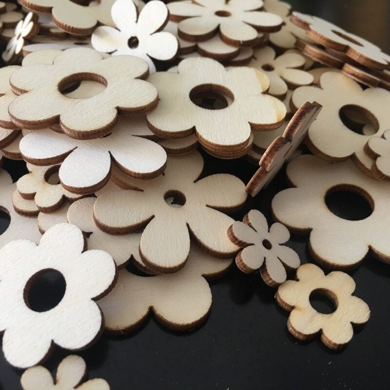 Laser Cut Flower Shapes Assorted Sizes 50pcs Wooden - Etsy