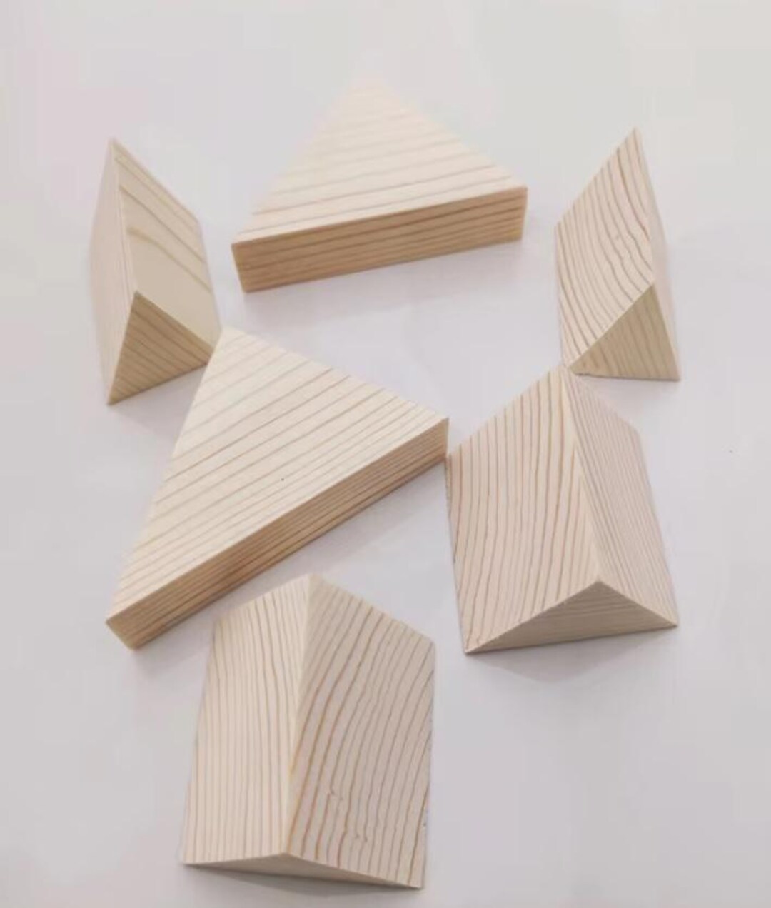1-10pcs, Blank Solid Wood Slice, Triangle Shape, Unfinished Wood ...
