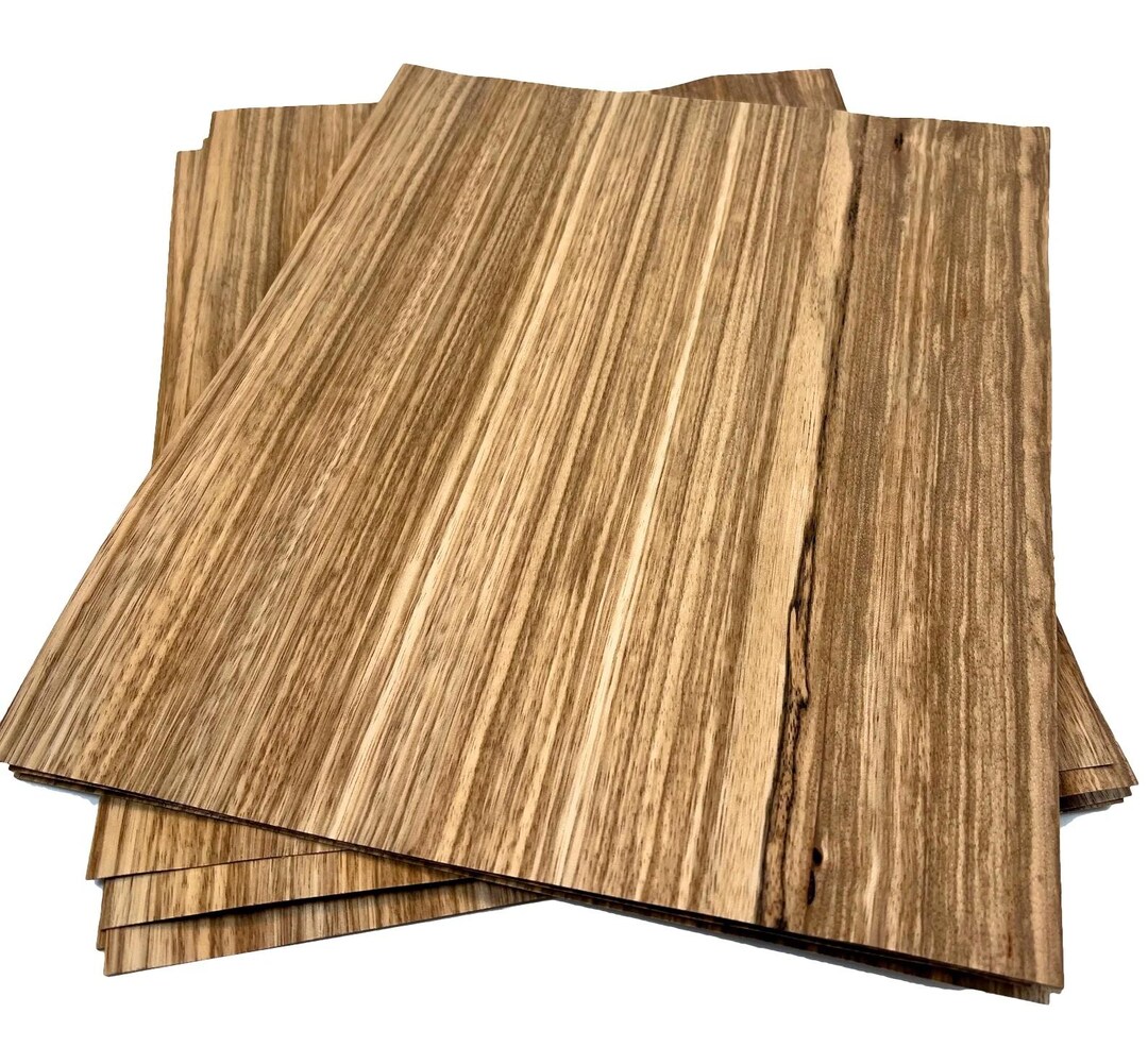 Natural Zebra Wood Veneer Sheet, 6pcs, Unfinished, Straight Grain ...