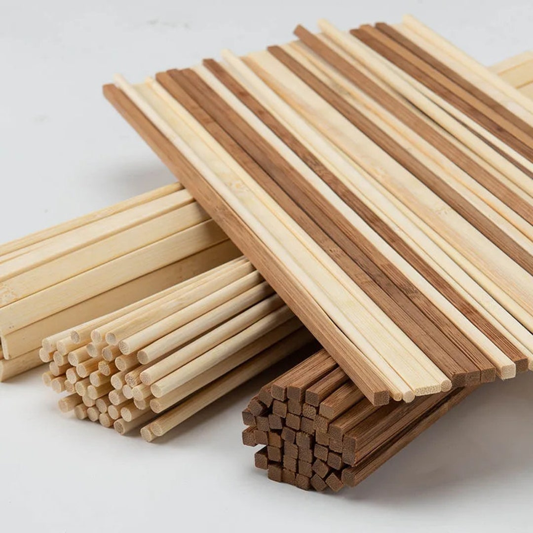 Blank Wood Sticks, 50pcs, Unfinished Dowel Wood, Sanded Laser Cut, for ...