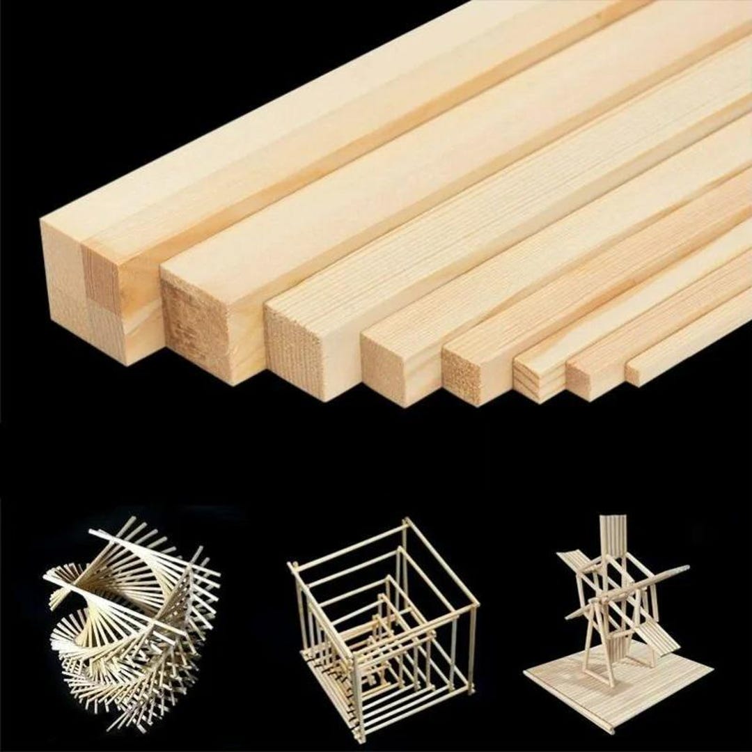 Blank Balsa Wood Stick, 20-50pcs/set, Unfinished Wood Strip, Smooth Cut ...