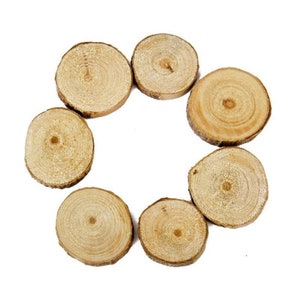 Round Rustic Wood Log Slices 30pcs 1-3CM Unfinished Wood Discs for Arts ...