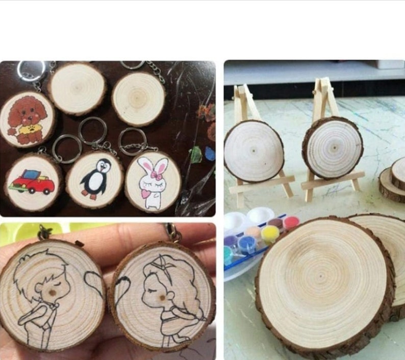 Personalized Round Wood Keychain 20pcs Paintable Log Slices - Etsy
