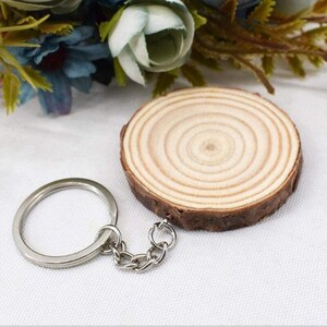 Personalized Round Wood Keychain 20pcs, Paintable Log Slices With Ring ...