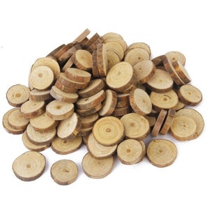 Round Rustic Wood Log Slices 30pcs 1-3CM Unfinished Wood Discs for Arts ...