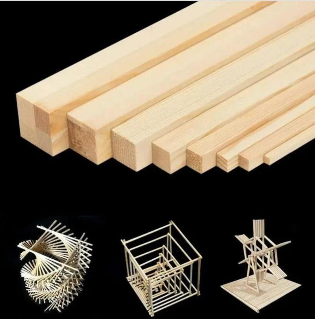 Natural Balsa Wood Strips, 20-50pcs, Unfinished Wood Square Cut, Smooth ...