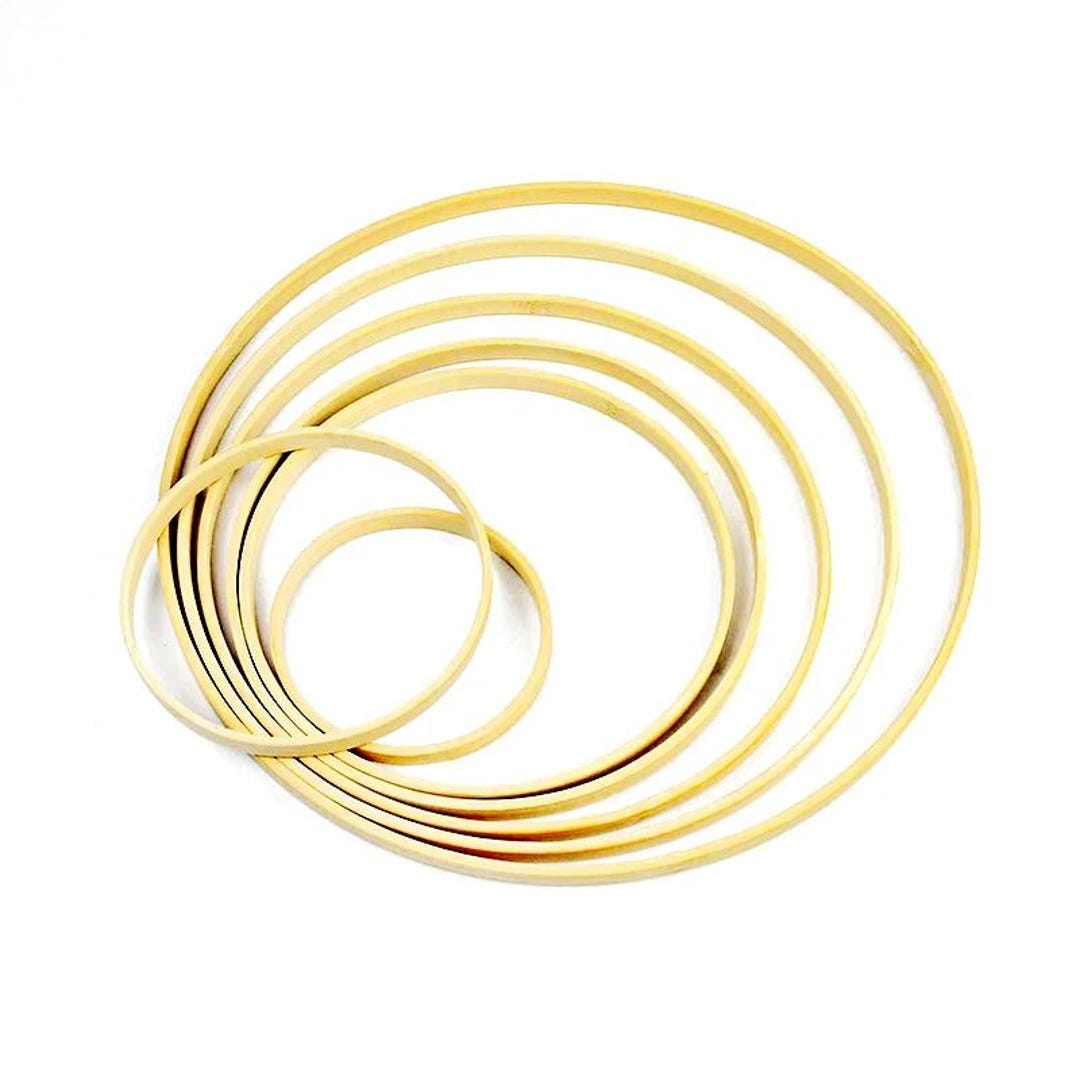 Natural Bamboo Hoops Rattan, 5pcs, Unfinished Wood Round, for DIY Craft ...