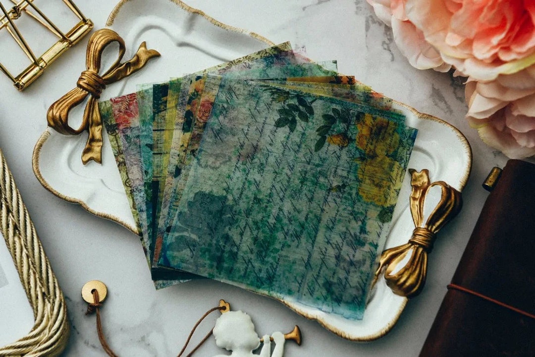 Vellum Paper Sticker 10 Pcs Floral Pattern Transparent - Etsy