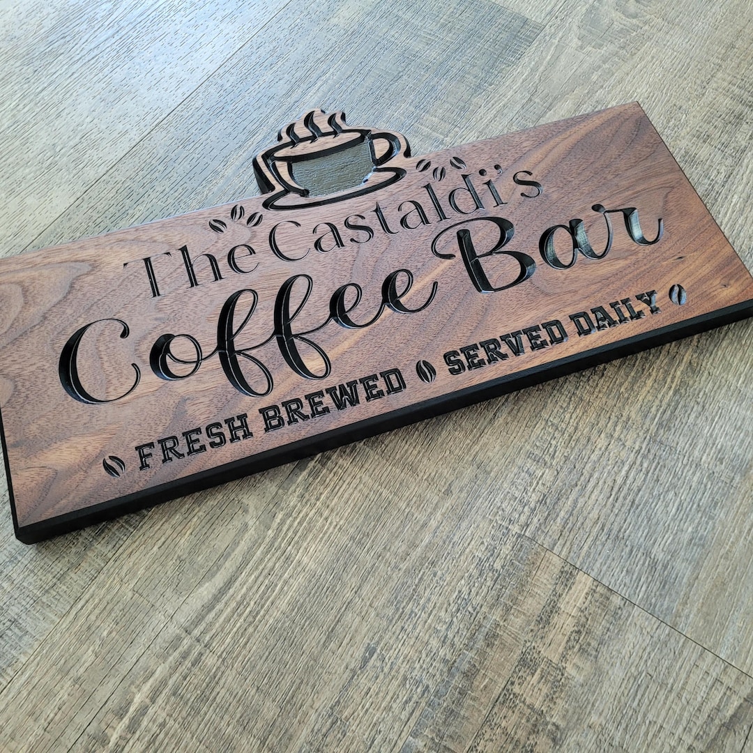 Coffee Bar Sign, Personalized Coffee Bar Accessories, Custom Cafe Home ...