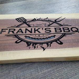 Custom BBQ Sign, Wooden BBQ Grill Sign, Live Edge Walnut Chef Sign ...