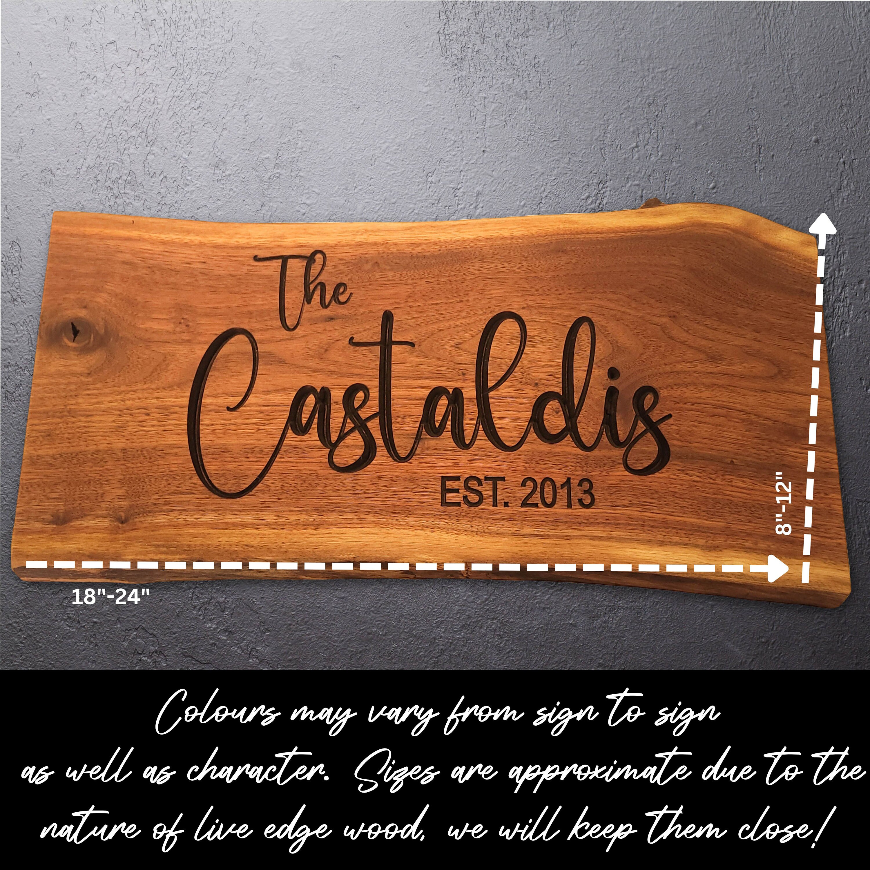 Custom Live Edge Walnut Wedding Welcome Sign: Personalized Bar Decor - Etsy