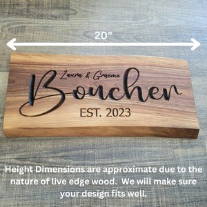 Custom Wood Name Sign, Engraved Home Sign, Last Name Walnut Sign, Live ...