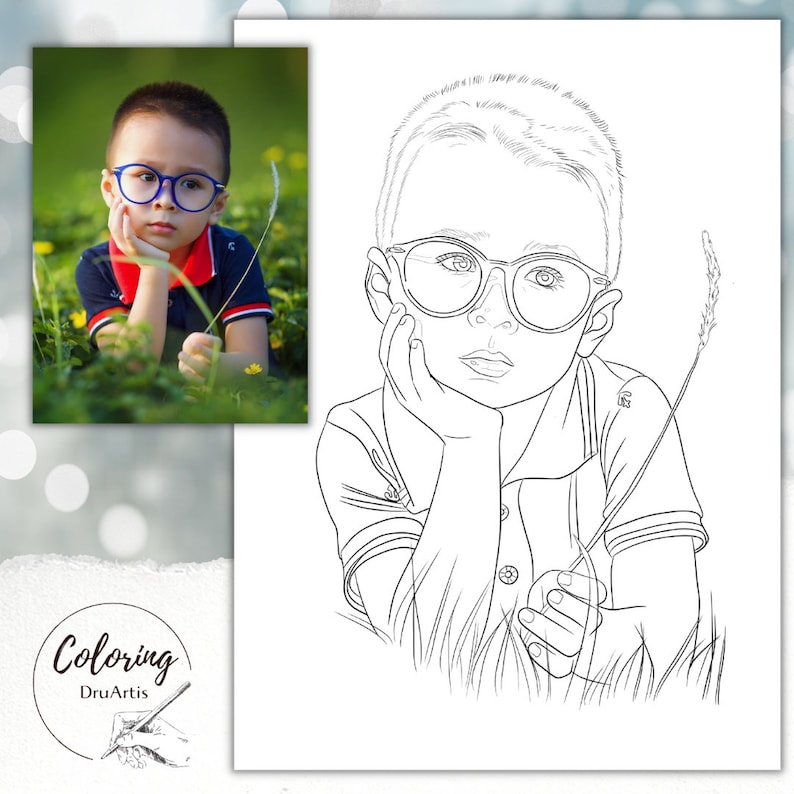 Custom Coloring Page From Your Photo, for Self-printing, Portrait for ...
