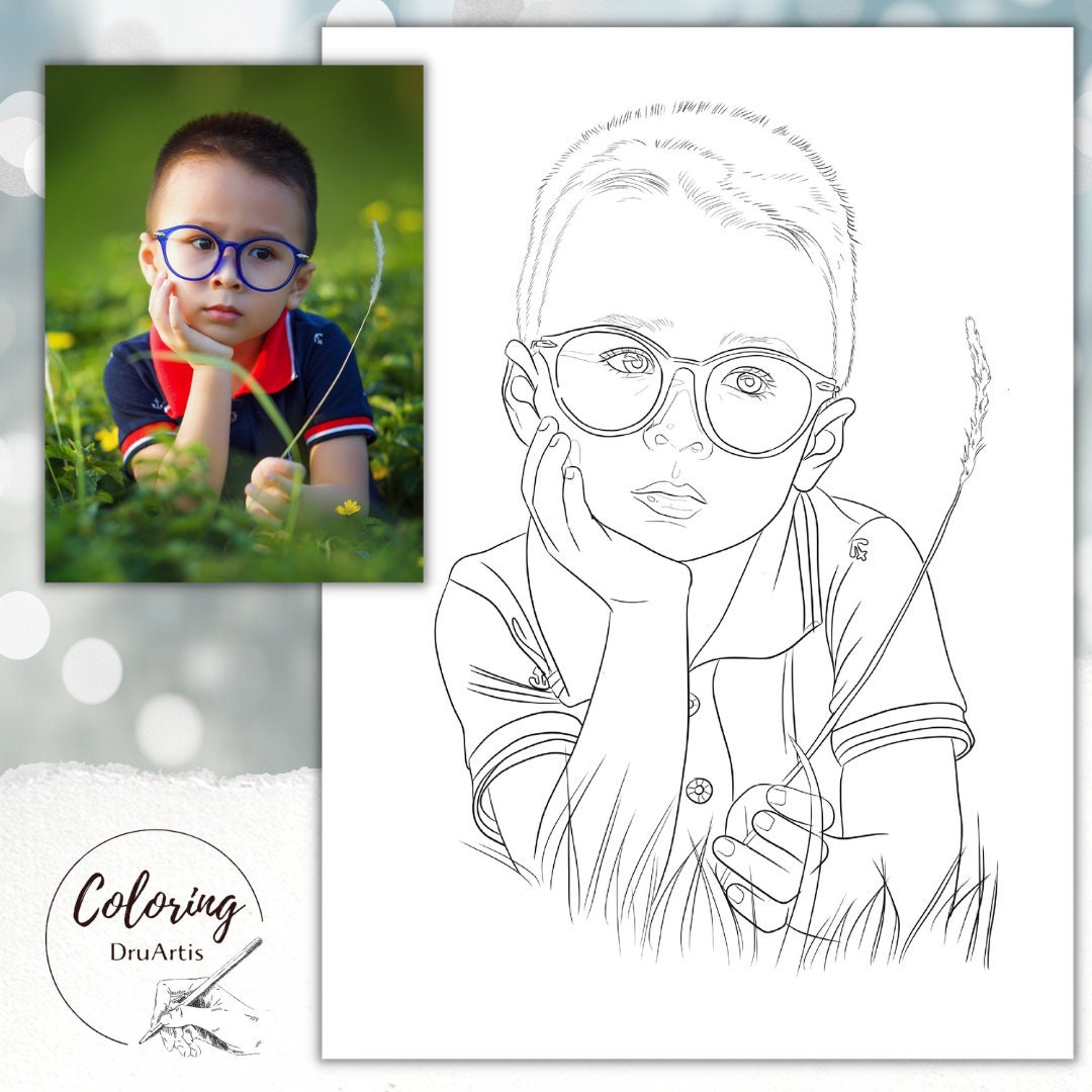 Custom Coloring Page From Your Photo, for Self-printing, Portrait for ...