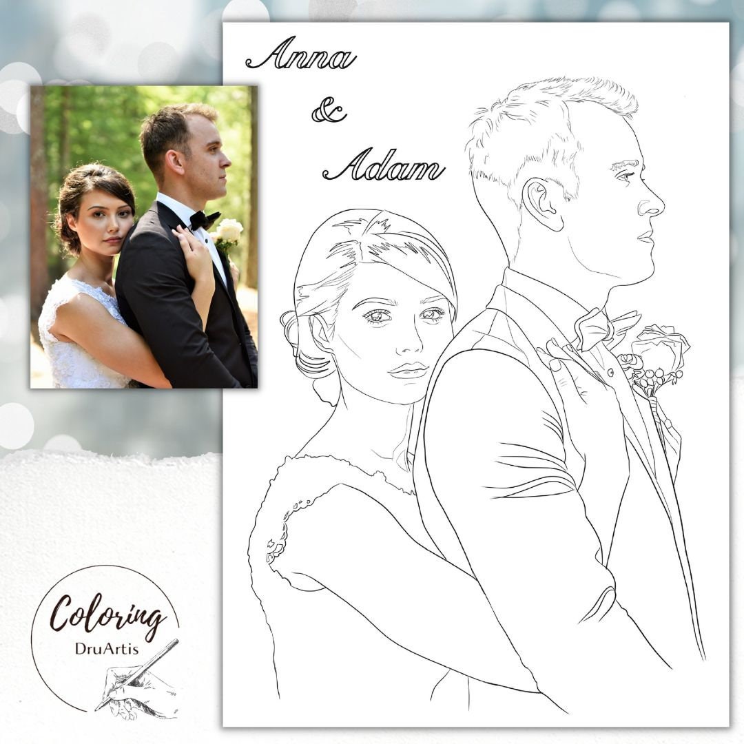 Custom Coloring Page From Your Photo, for Self-printing, Digital ...