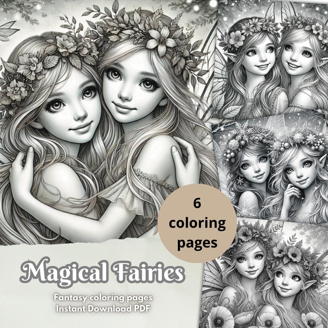 Magical Friendship Fairies, 6 Coloring Page to Download and Print ...