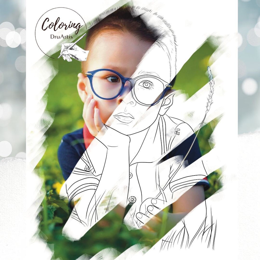 Custom Coloring Page From Your Photo, for Self-printing, Portrait for ...