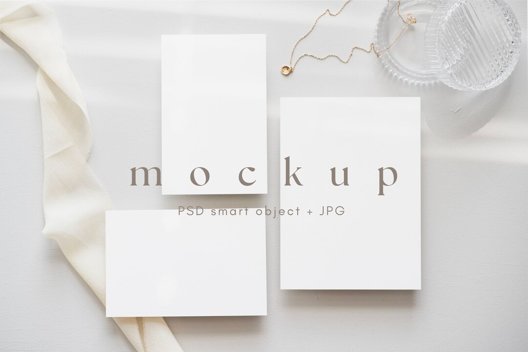 Wedding Suite Mockup, 5x7 and 4x6 Blank Card Mockups, Simple Styled ...
