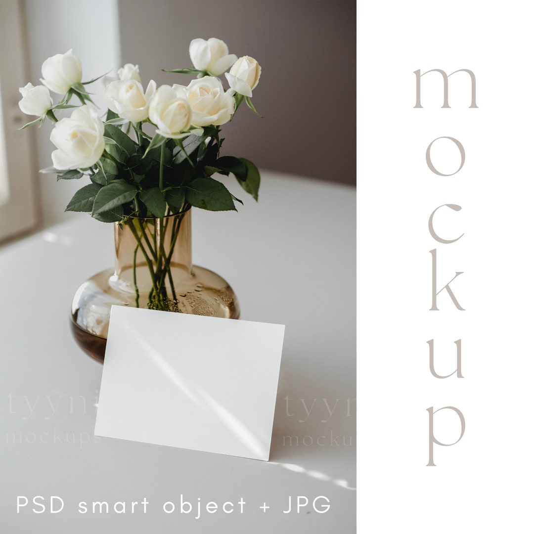 7x5 Invitation Card Mockup, Wedding Invitation, Horizontal Card Mockup ...