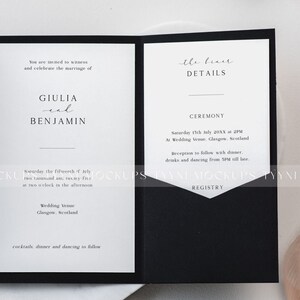 Black Pocketfold Invitation Mockup Suite, Minimalist Mockup - Etsy
