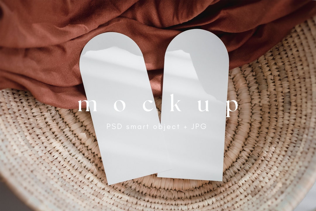 Arch Menu Card Mockup Set, Double Boho Wedding Menu in Arch Shape ...