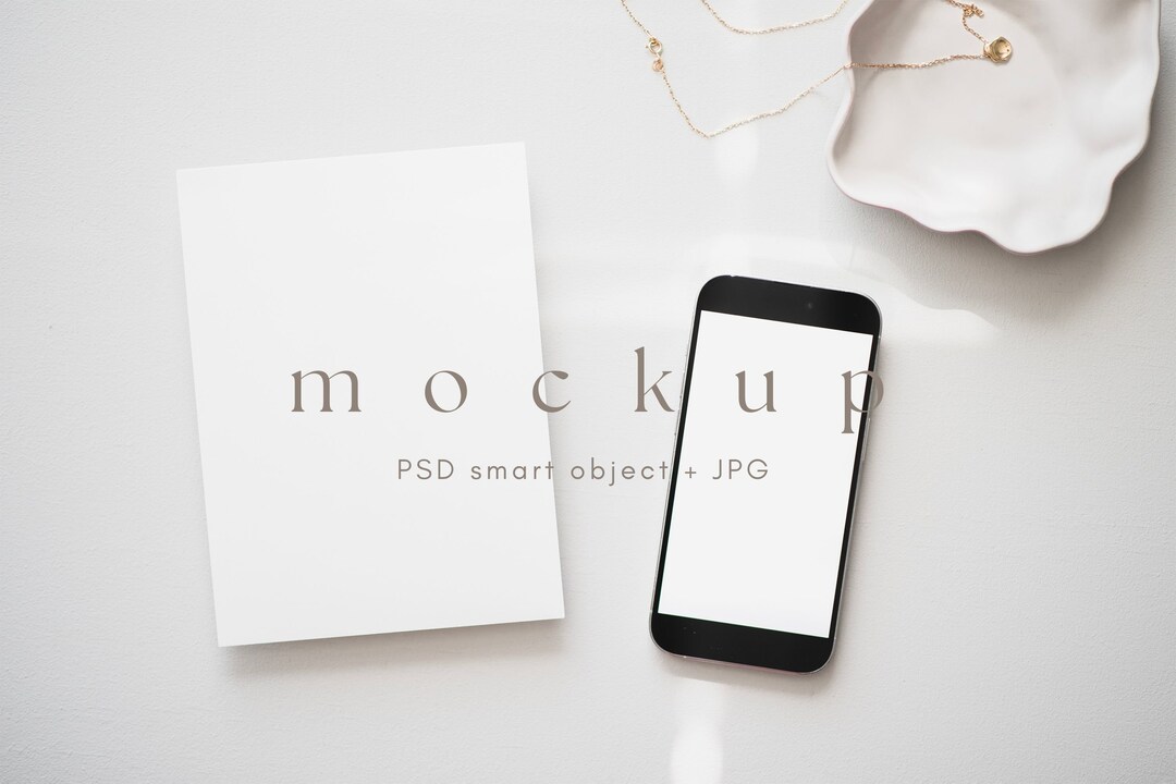 Card and iPhone Mockup, Minimalist iPhone Screen Mockup, Digital ...