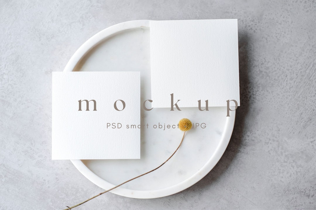 Minimalist Square Invitation Mockup Suite, Two Blank Card Mockups With ...