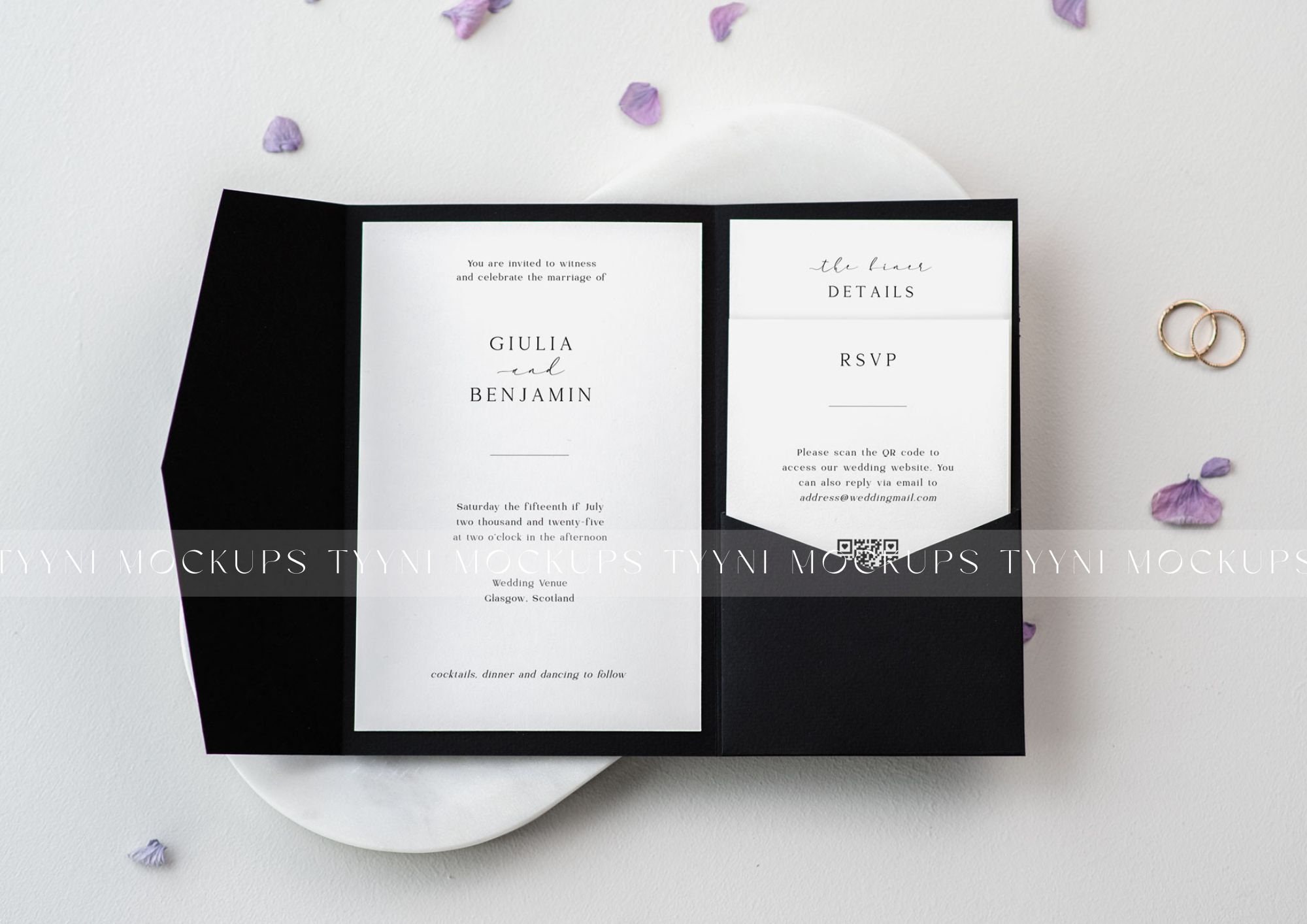 Pocketfold Wedding Invitations Mockup Suite Black Minimalist Mock up ...