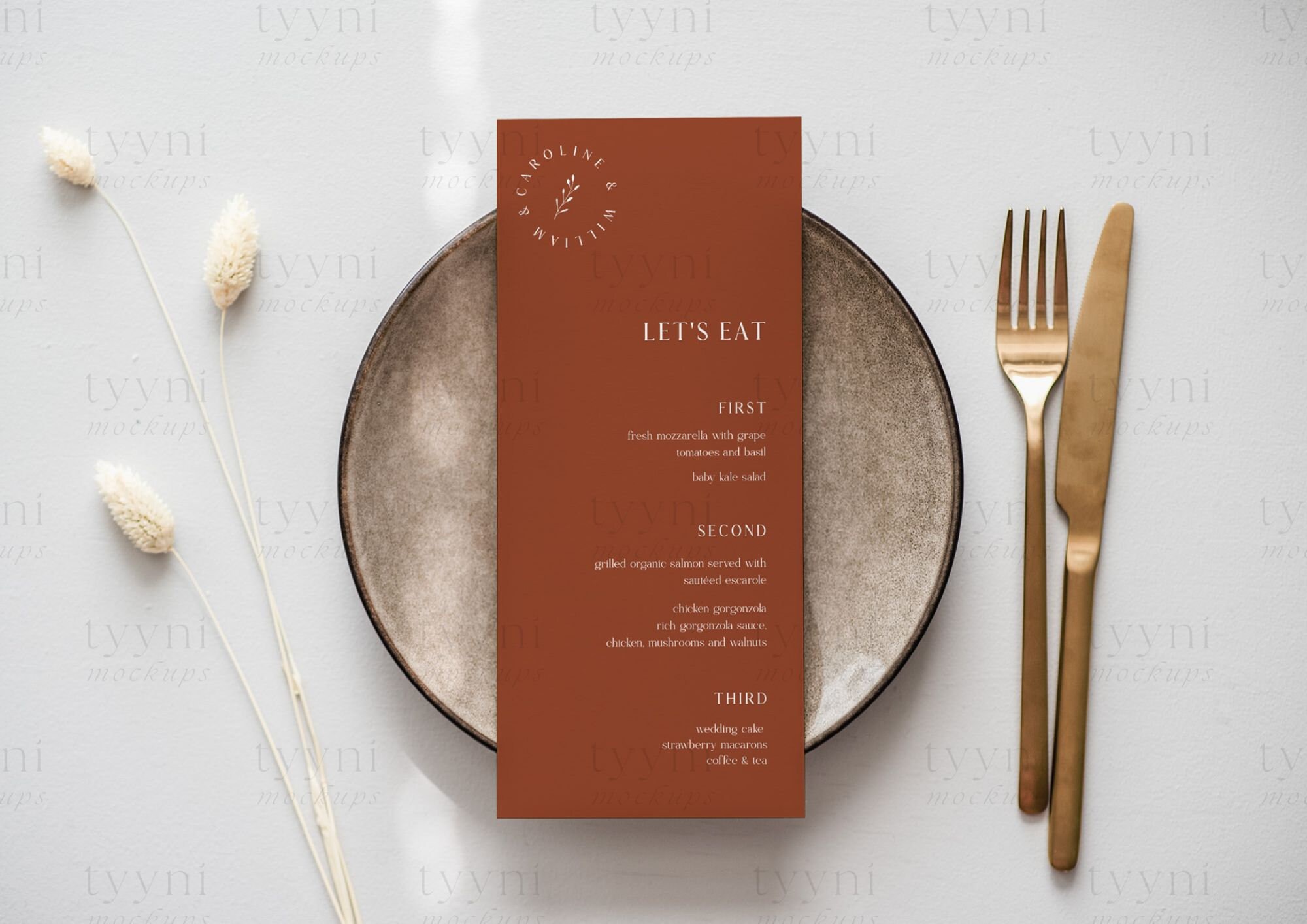 Menu Mockup 4x9 Card Boho Wedding Menu Mock Up Modern - Etsy