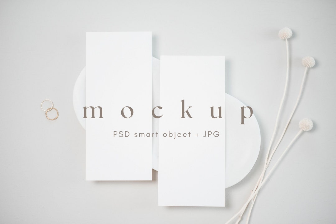 Double 4x9 Menu Card Mockup Set, Minimalist Wedding Menu, Modern ...