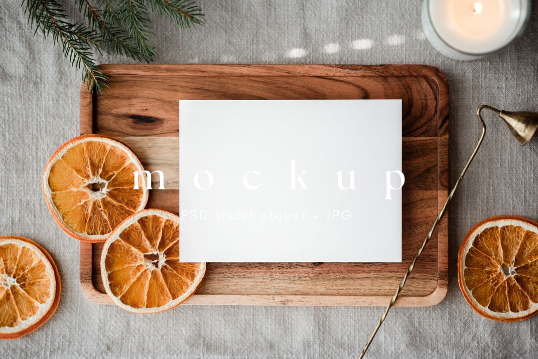 Christmas Card Mockup 5x7, Minimalist Xmas Greeting Card Mock Up ...