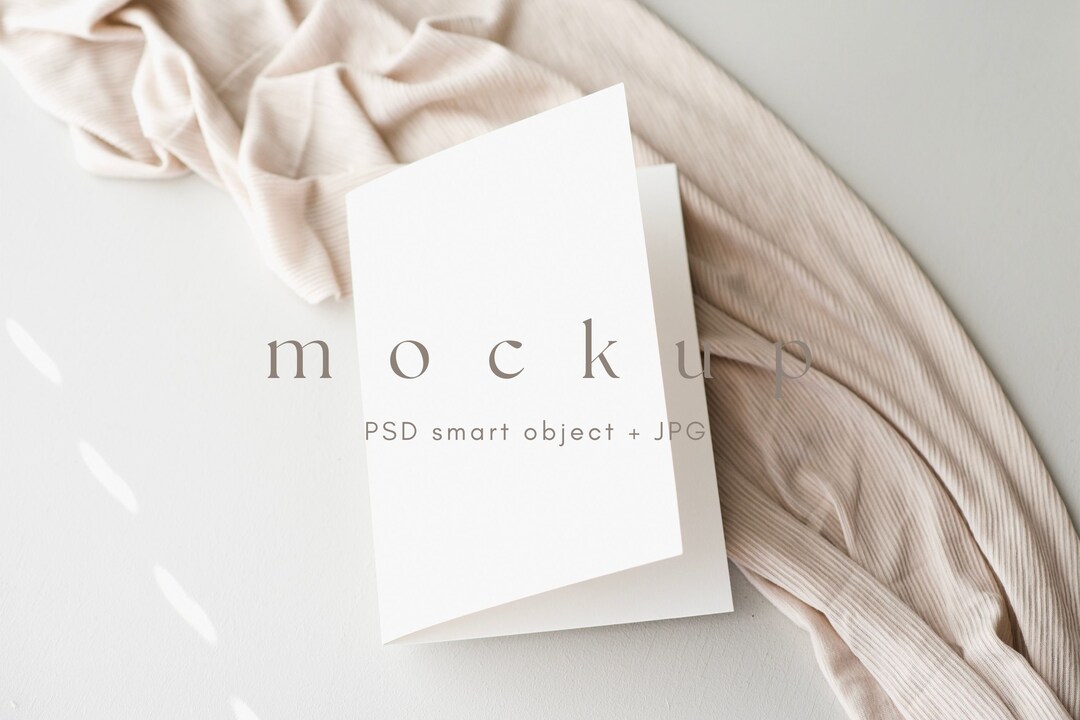 Folded Card Mockup 5x7, Folded Wedding Program Mockup, Booklet Mockup ...