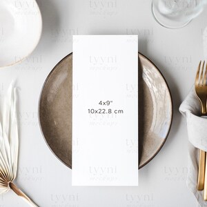 Menu Mockup 4x9 Card, Boho Wedding Menu Mock Up, Modern Wedding Dinner ...