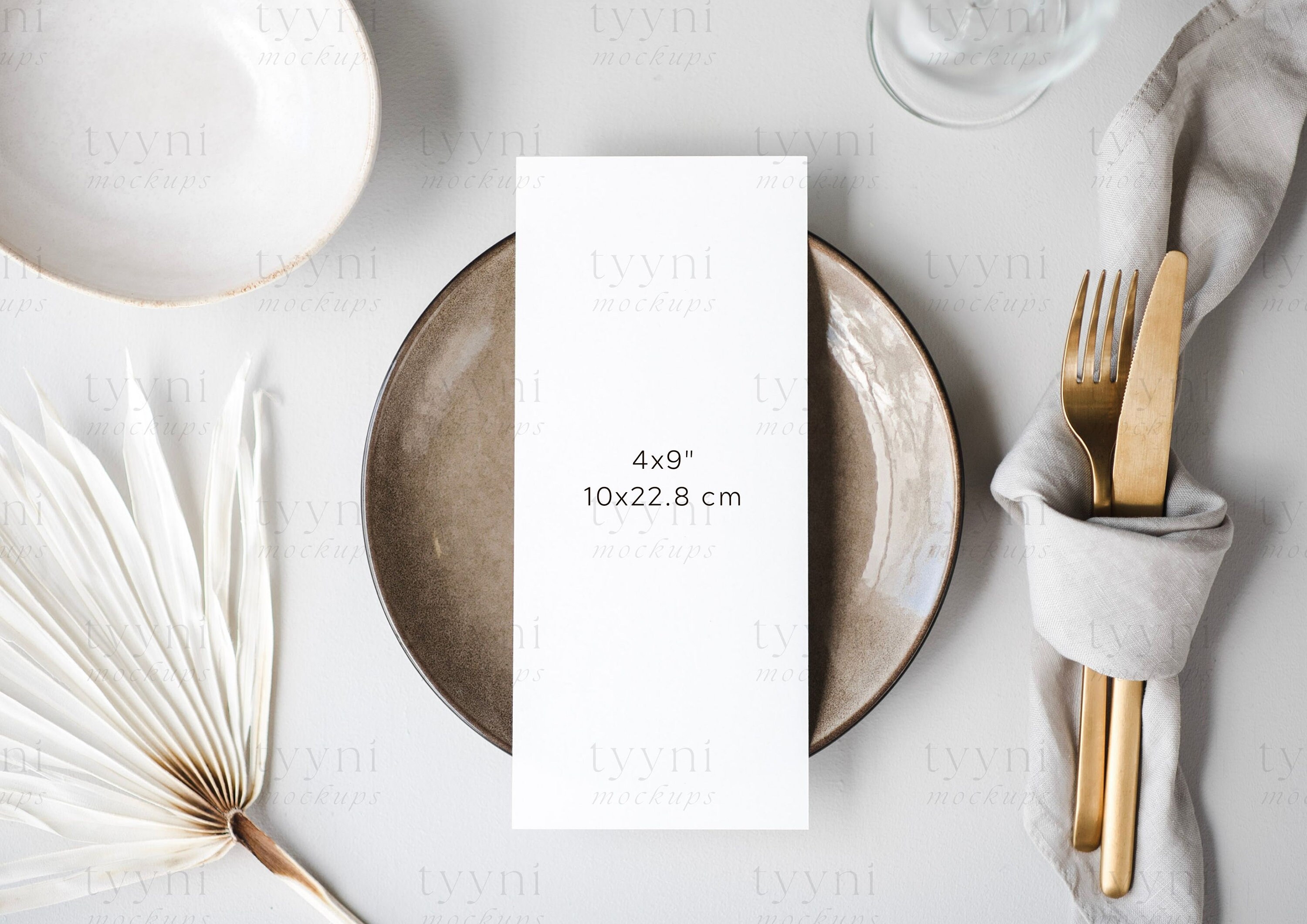 Menu Mockup 4x9 Card, Boho Wedding Menu Mock Up, Modern Wedding Dinner ...