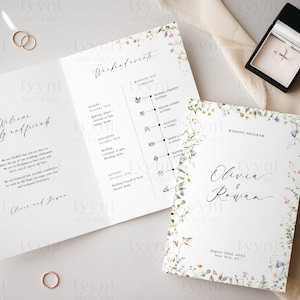 5x7 Folded Card Mockup, Booklet Wedding Program Mockup, Minimalist ...