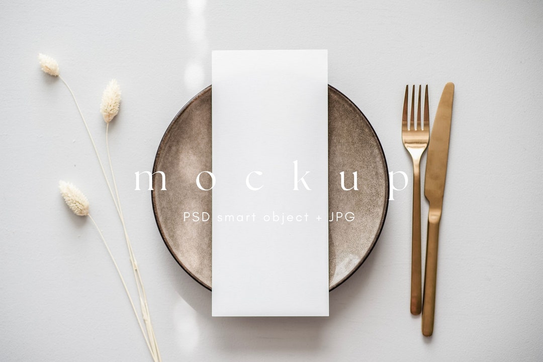 Menu Mockup 4x9 Card, Boho Wedding Menu Mock Up, Modern Wedding Dinner ...