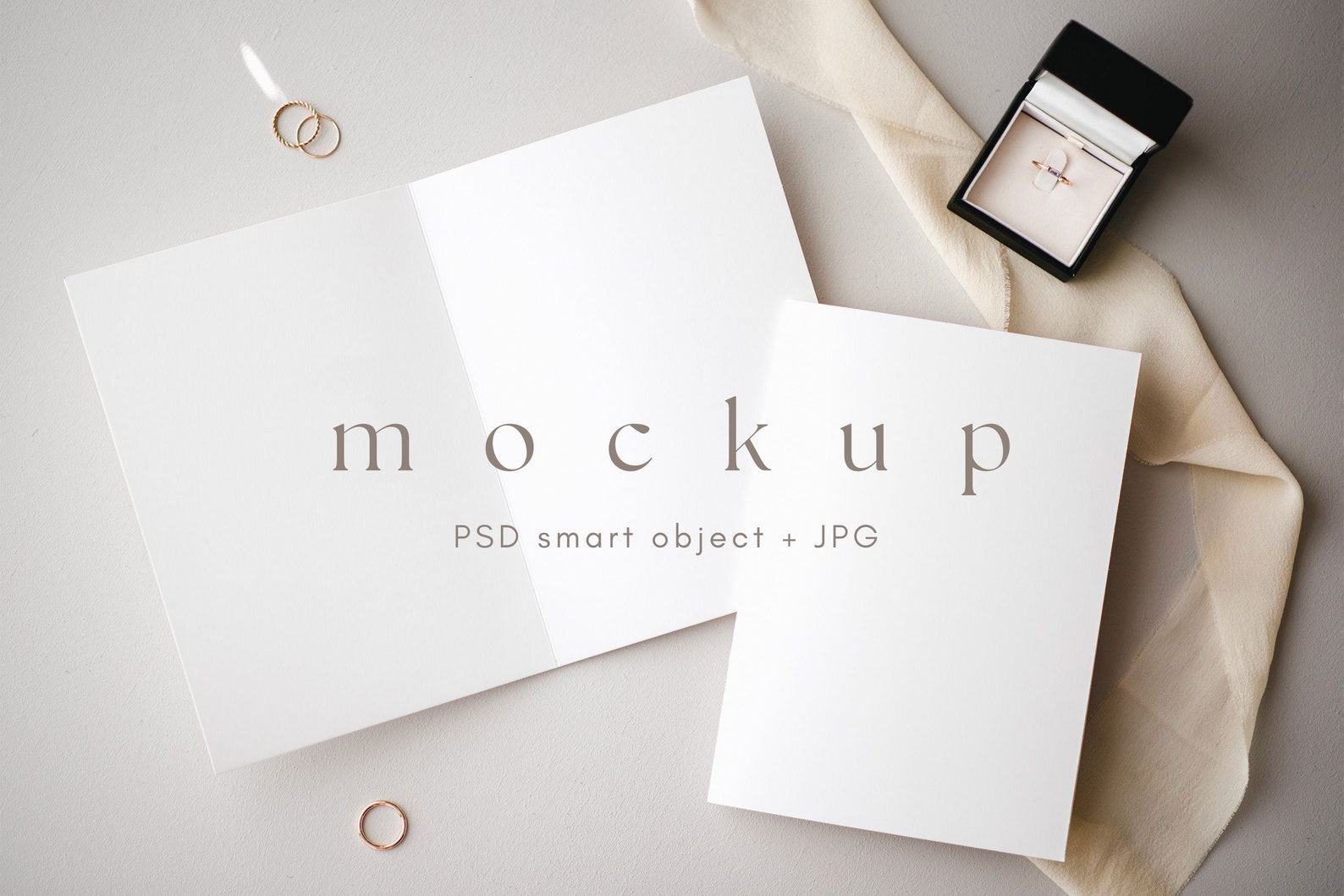 5x7 Folded Card Mockup, Booklet Wedding Program Mockup, Minimalist ...